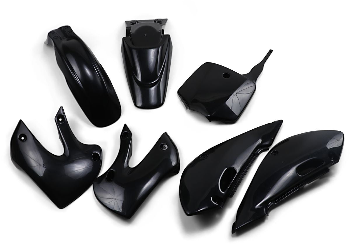 UFO Plastics Kit - Kawasaki KLX110 2001-09, KX65 2001-14 - Black ...