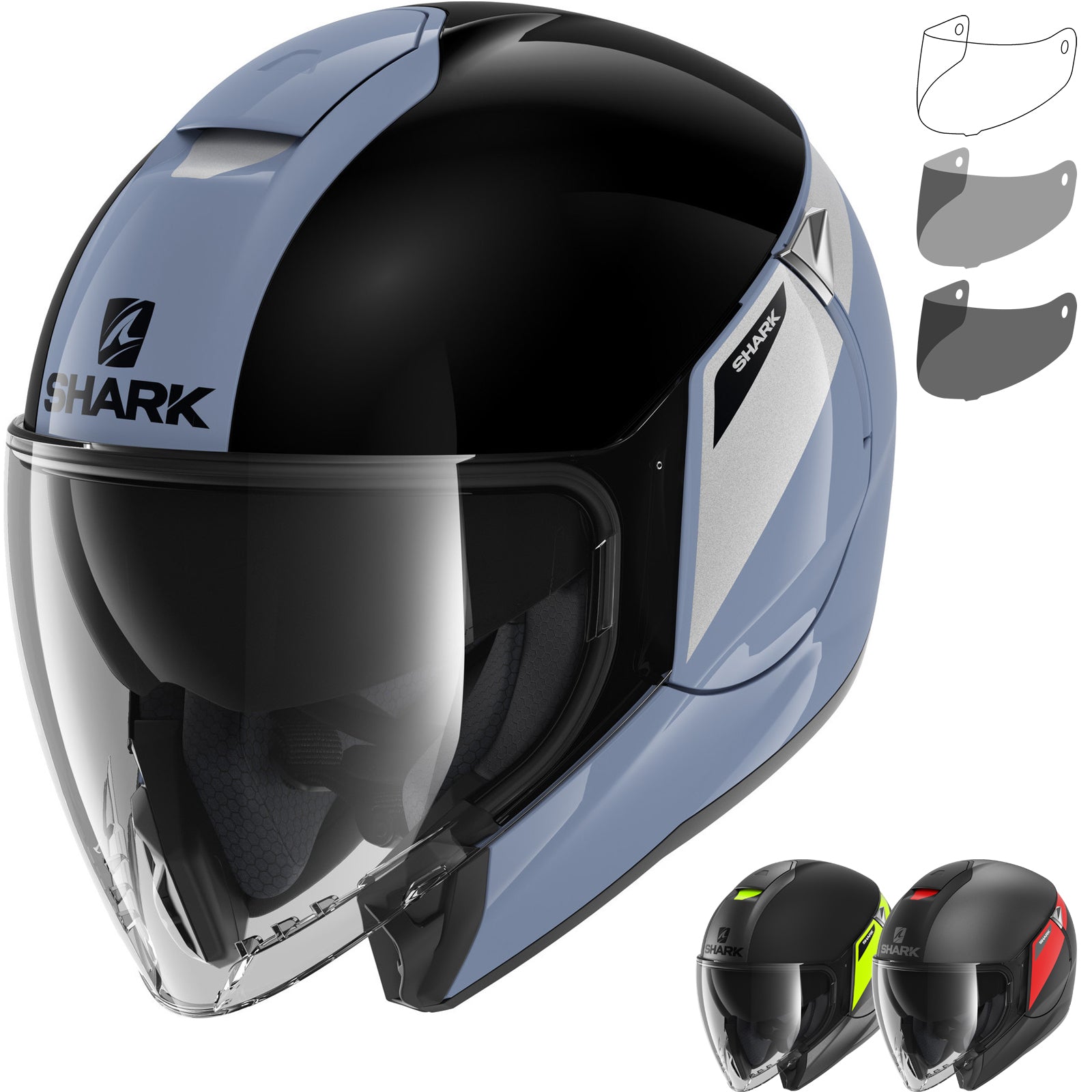 Shark City Cruiser Karonn Open Face Motorcycle Helmet & Visor – Ghostbikes