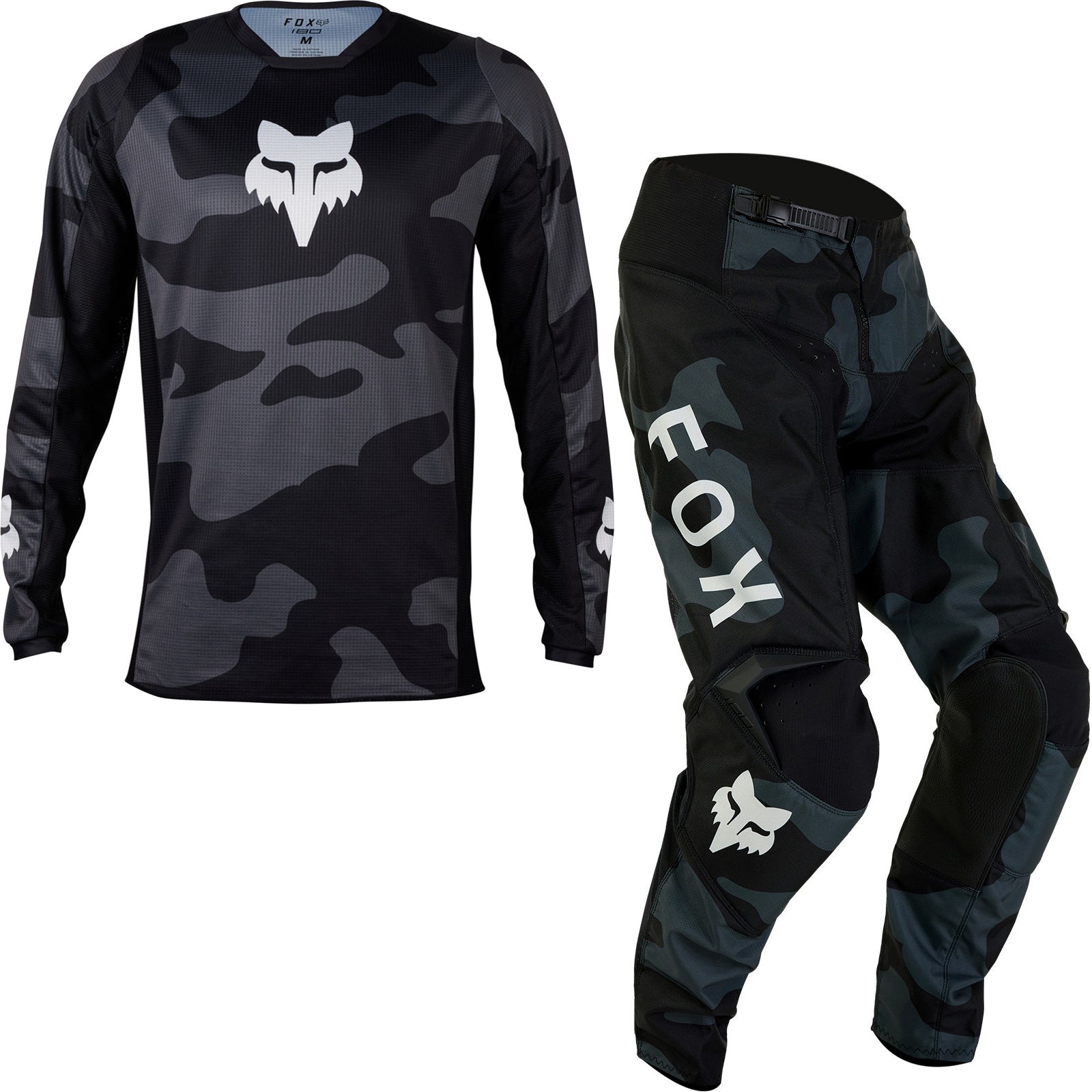 Fox Racing 2024 180 BNKR Motocross Jersey & Pants Black Camo Kit ...