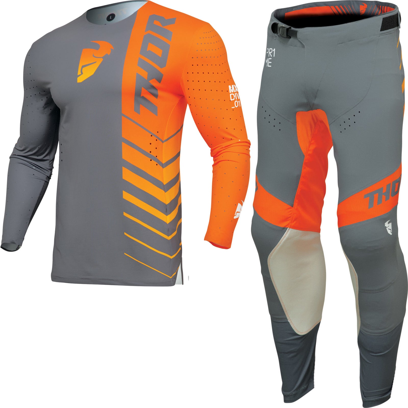 Thor Prime Analog 2024 Motocross Jersey & Pants Charcoal Orange Kit ...