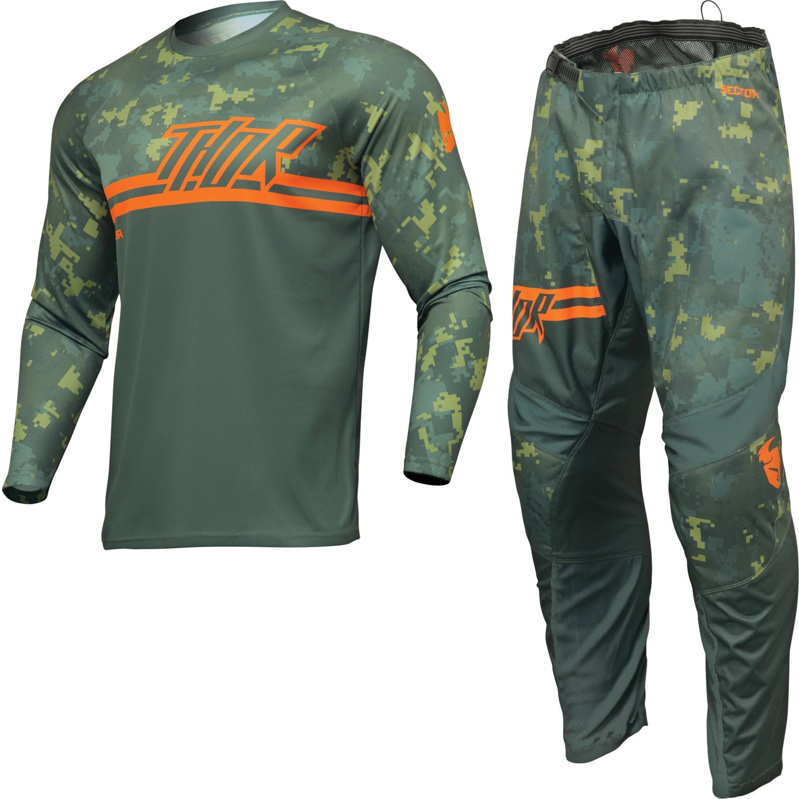 Thor Sector Digi 2024 Youth Motocross Jersey & Pants Forest Green Camo – Ghostbikes