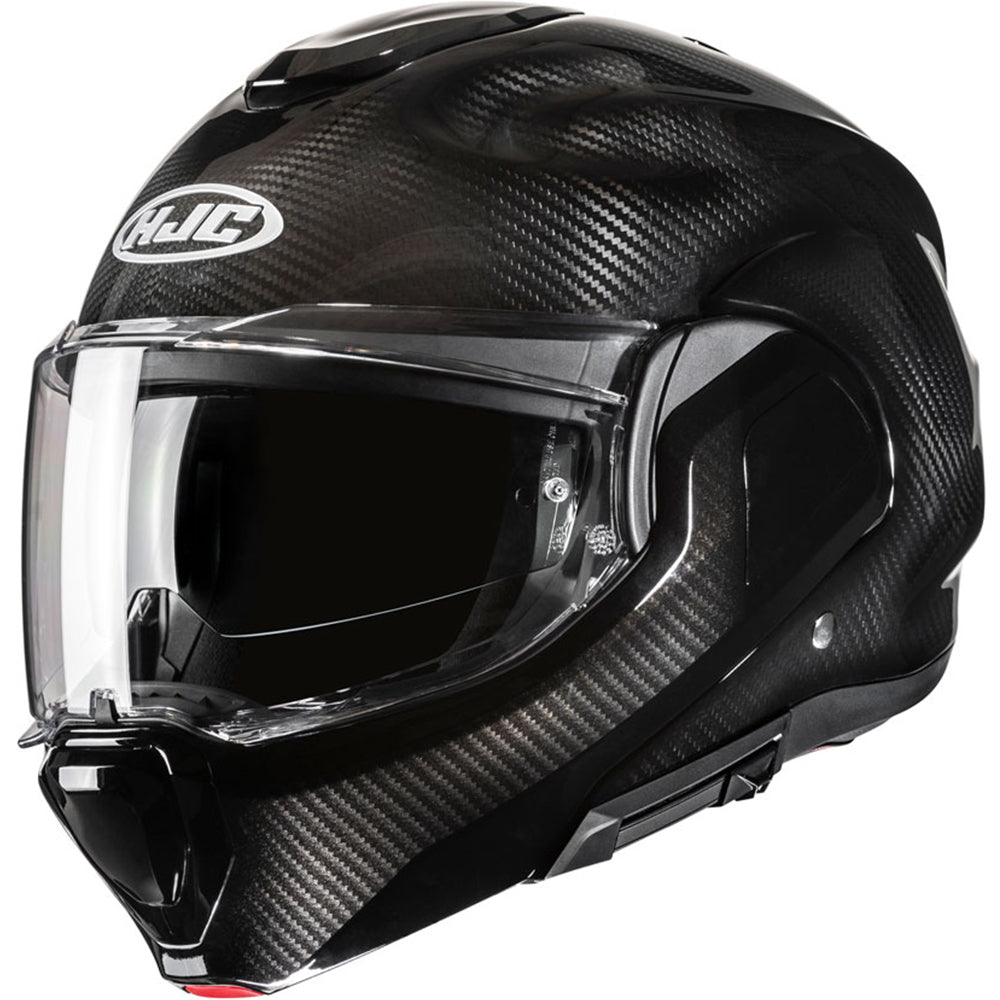 HJC F100 Carbon Plain Flip Front Motorcycle Helmet - Carbon Black ...