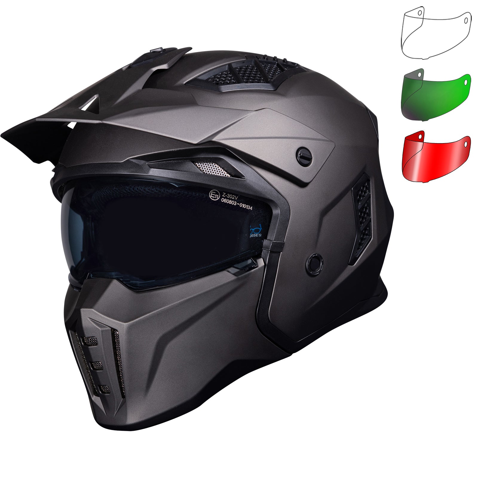 Black Street Fighter ECE R22.06 Matt Bronze Open Face Motorcycle Helme ...